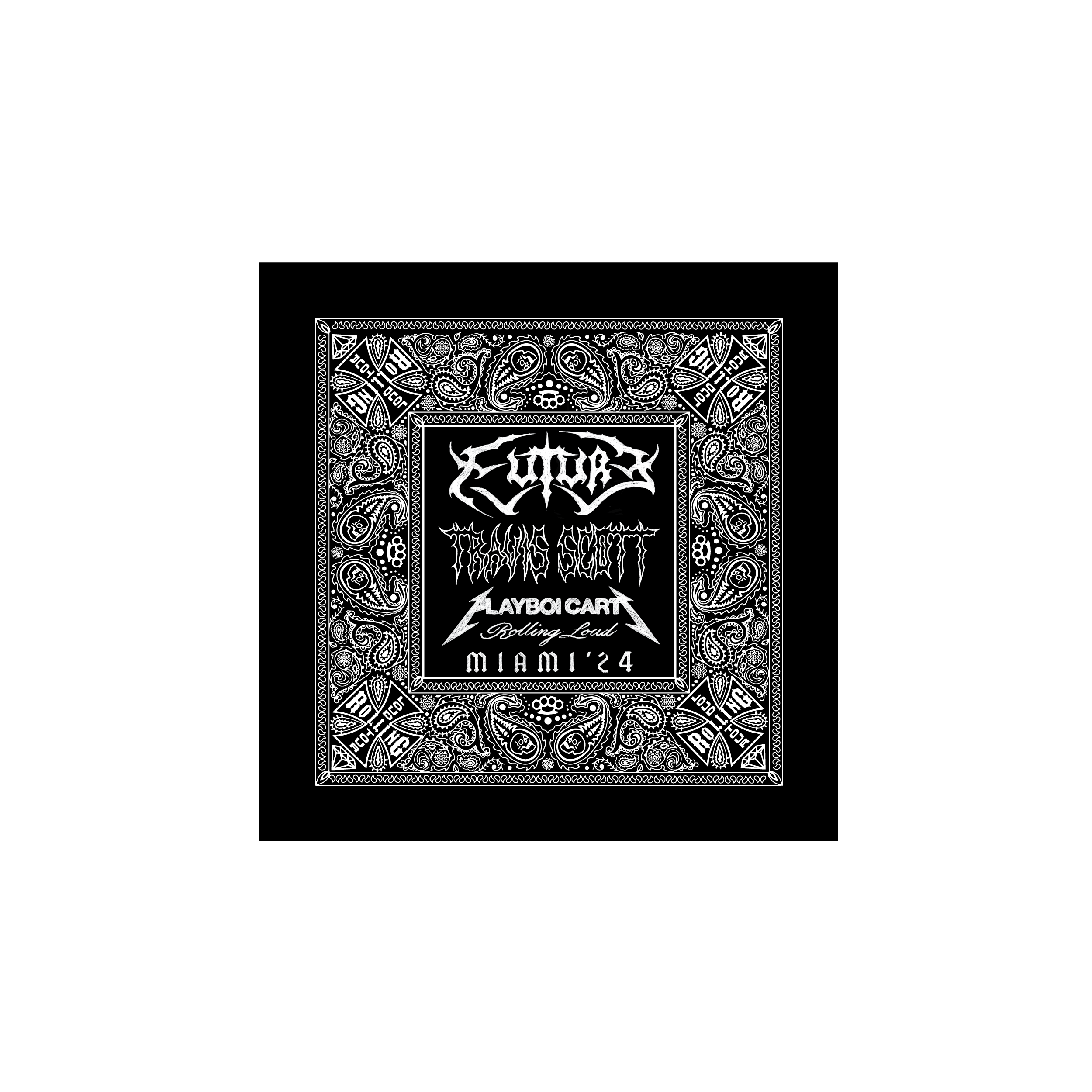 RL Miami 24 Paisley Black Bandana | Rolling Loud