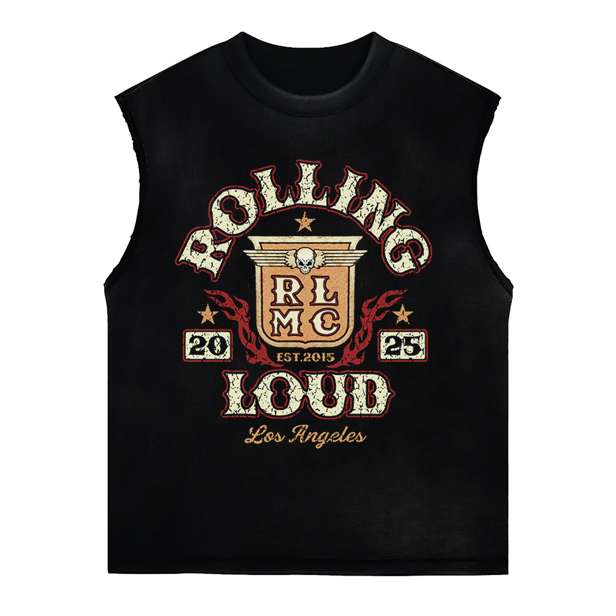 RL LA 25 Moto Crest Black Muscle Tee | Rolling Loud
