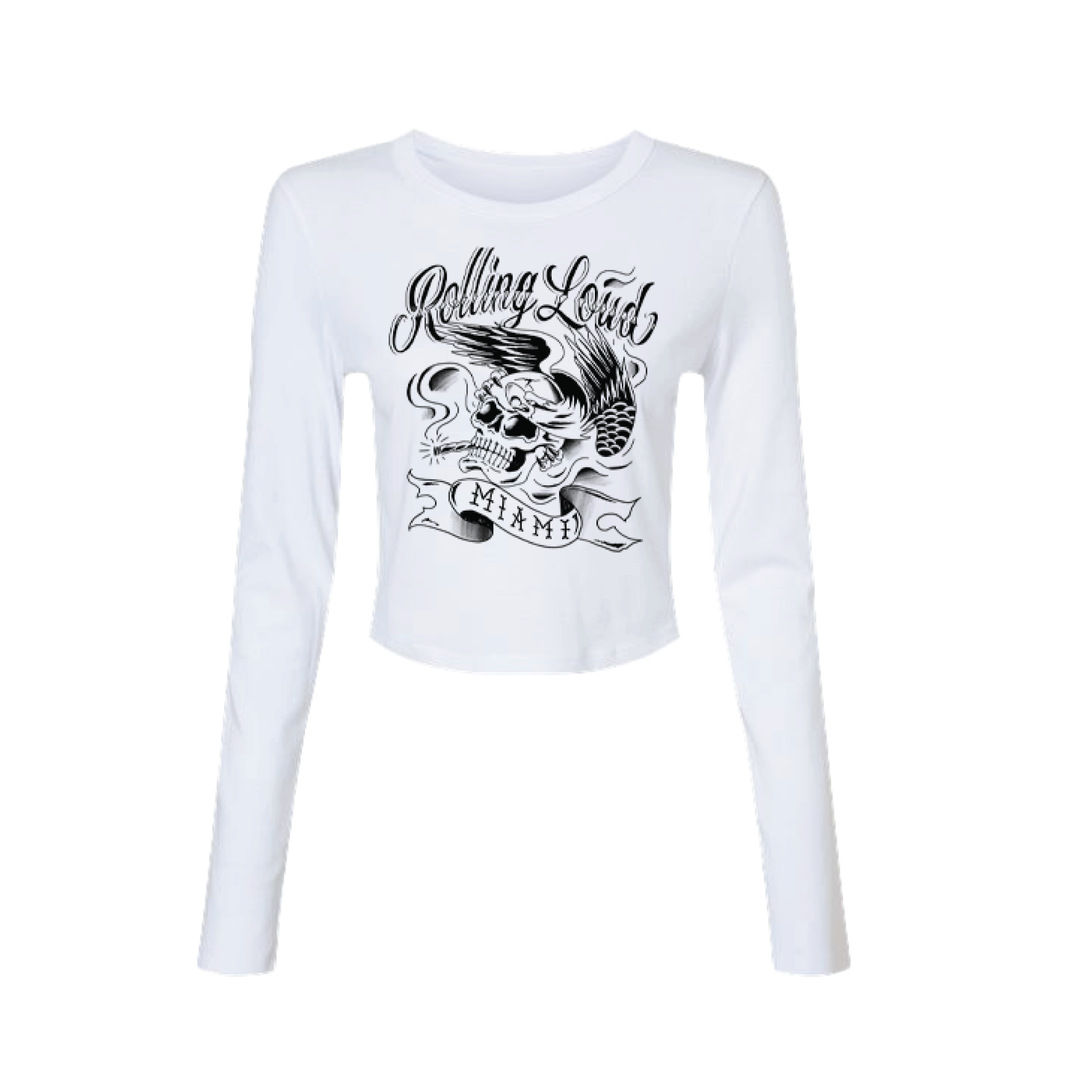 RL Miami Ripper White Crop Longsleeve | Rolling Loud