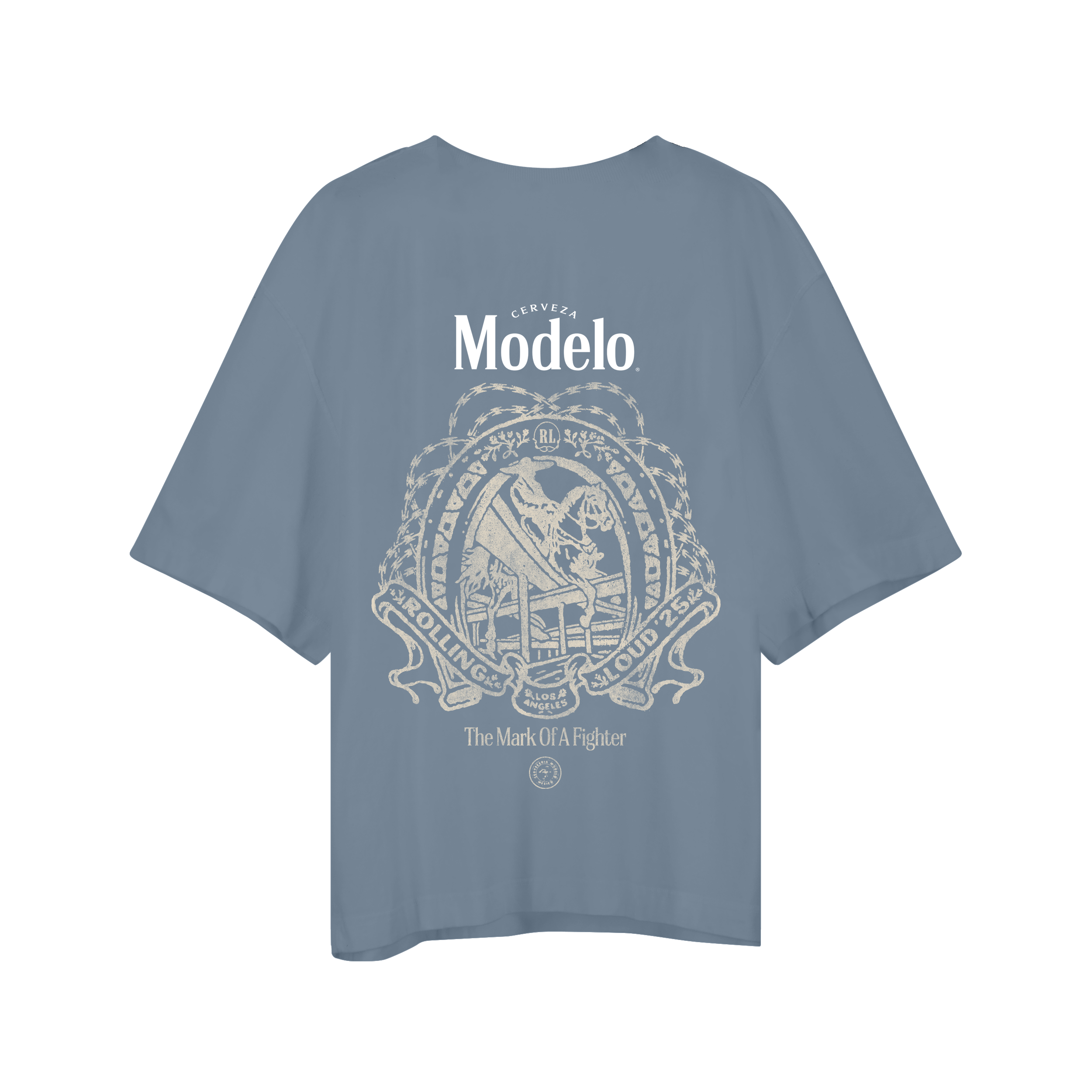 RL X Modelo Concrete Cowboy Ice Blue Tee | Rolling Loud